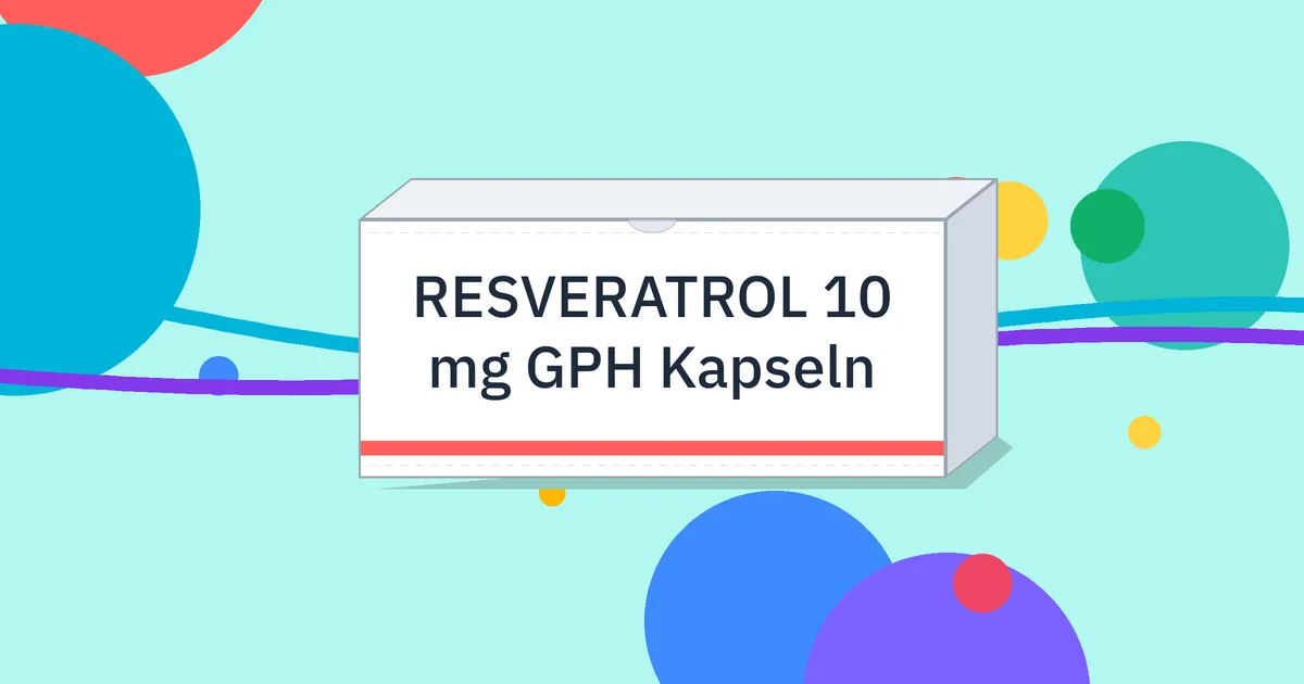 Symbolbild: Packung mit der Aufschrift RESVERATROL 10 mg GPH Kapseln (PZN 02564089) – Verfügbarkeit und Bezug in Apotheken in Frankfurt am Main