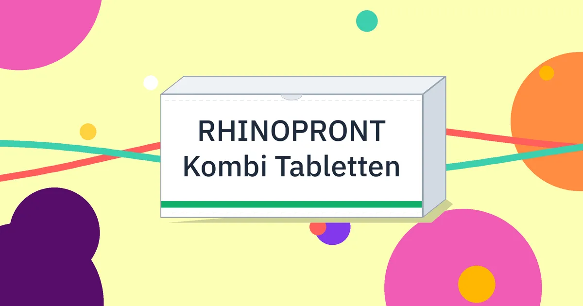 Symbolbild: Packung mit der Aufschrift RHINOPRONT Kombi Tabletten (PZN 07387611) – Verfügbarkeit und Bezug in Apotheken in Frankfurt am Main