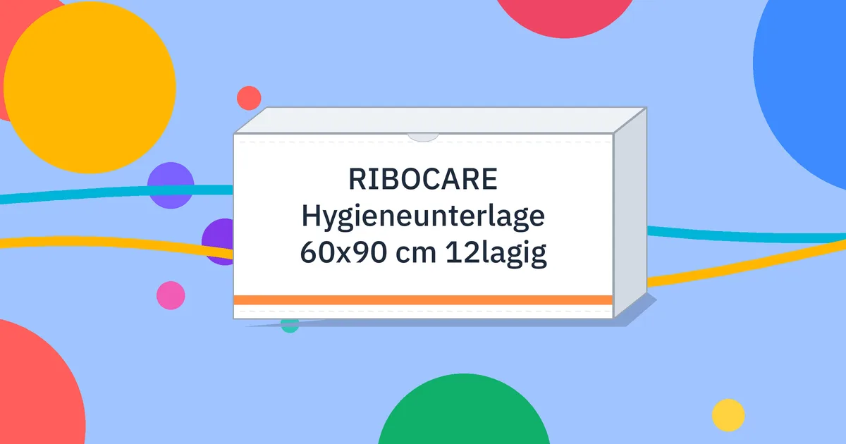 Symbolbild: Packung mit der Aufschrift RIBOCARE Hygieneunterlage 60x90 cm 12lagig (PZN 13587610) – Verfügbarkeit und Bezug in Apotheken in Frankfurt am Main