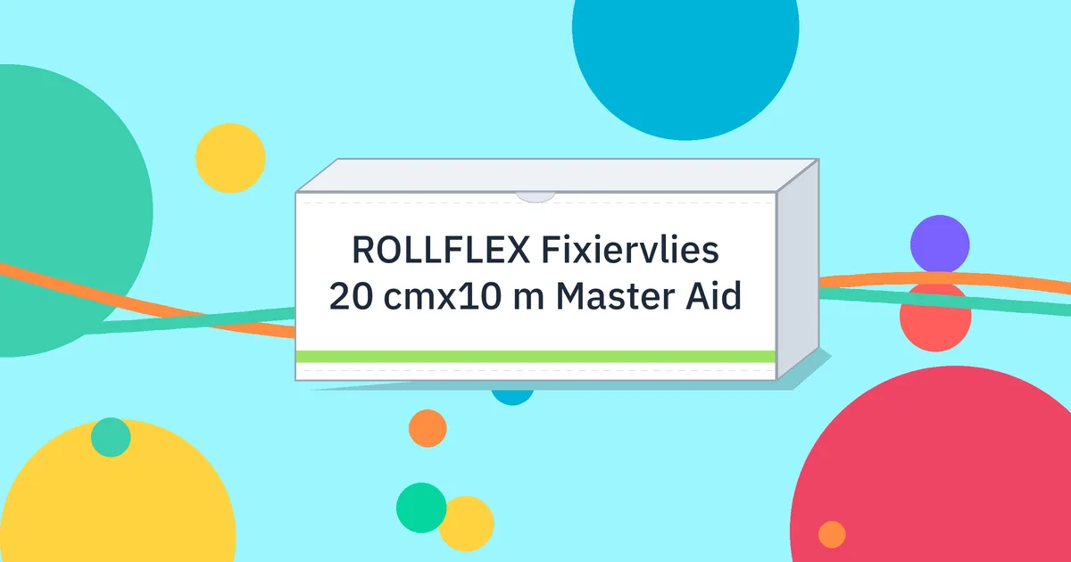 Symbolbild: Packung mit der Aufschrift ROLLFLEX Fixiervlies 20 cmx10 m Master Aid (PZN 04262582) – Verfügbarkeit und Bezug in Apotheken in Frankfurt am Main