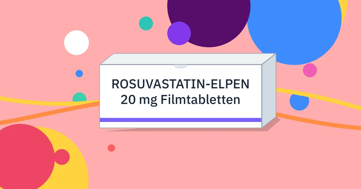 Symbolbild: Packung mit der Aufschrift ROSUVASTATIN-ELPEN 20 mg Filmtabletten (PZN 14166750) – Verfügbarkeit und Bezug in Apotheken in Frankfurt am Main