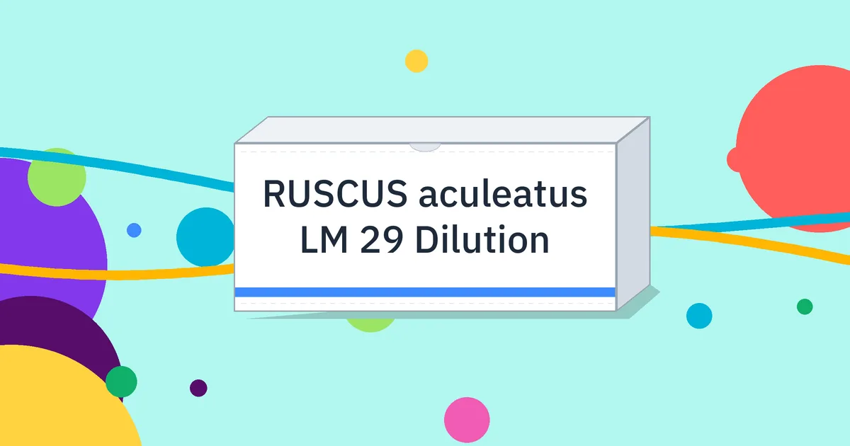 Symbolbild: Packung mit der Aufschrift RUSCUS aculeatus LM 29 Dilution (PZN 13173469) – Verfügbarkeit und Bezug in Apotheken in Frankfurt am Main