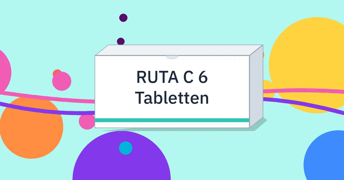 Symbolbild: Packung mit der Aufschrift RUTA C 6 Tabletten (PZN 07179232) – Verfügbarkeit und Bezug in Apotheken in Frankfurt am Main