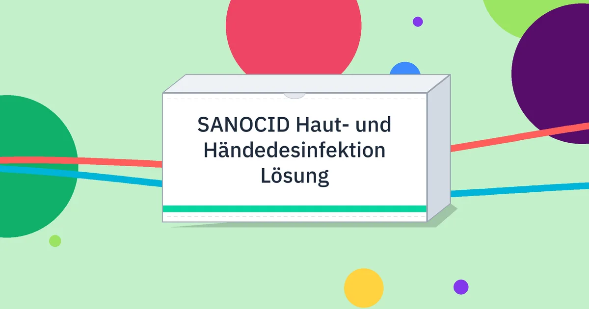 Symbolbild: Packung mit der Aufschrift SANOCID Haut- und Händedesinfektion Lösung (PZN 06920517) – Verfügbarkeit und Bezug in Apotheken in Frankfurt am Main