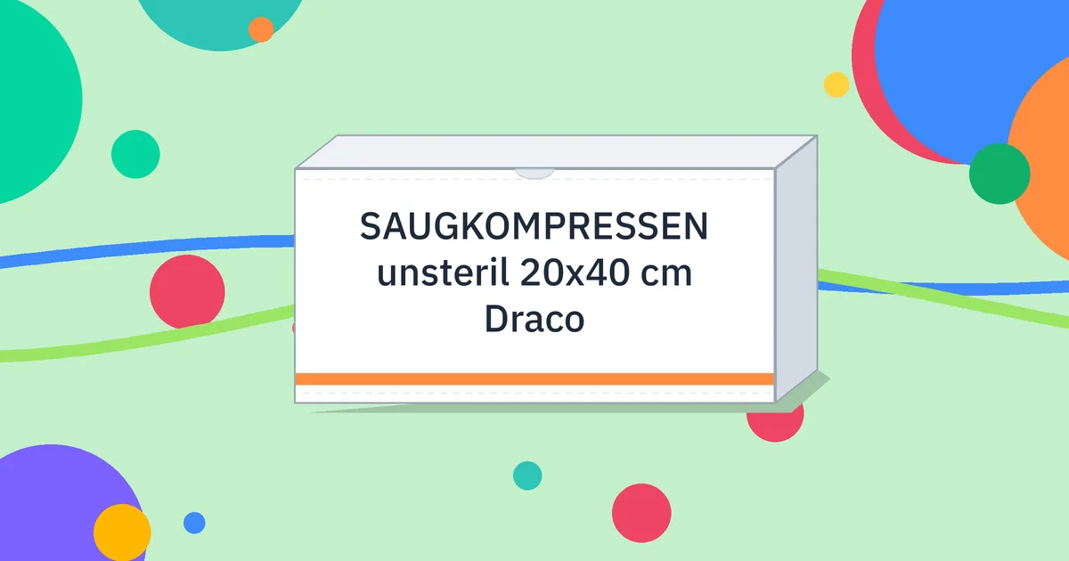Symbolbild: Packung mit der Aufschrift SAUGKOMPRESSEN unsteril 20x40 cm Draco (PZN 00948816) – Verfügbarkeit und Bezug in Apotheken in Frankfurt am Main