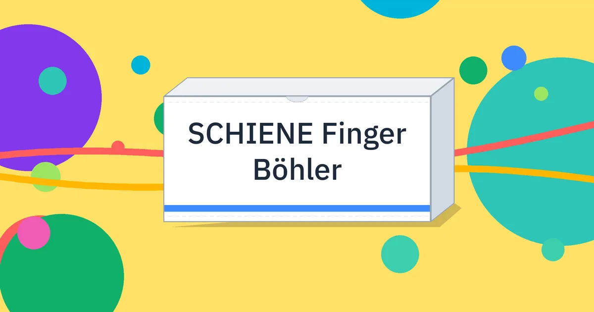 Symbolbild: Packung mit der Aufschrift SCHIENE Finger Böhler (PZN 02009117) – Verfügbarkeit und Bezug in Apotheken in Frankfurt am Main