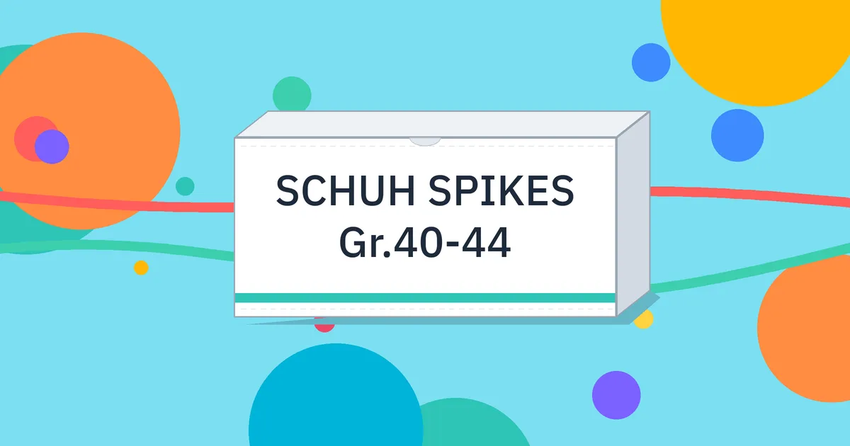 Symbolbild: Packung mit der Aufschrift SCHUH SPIKES Gr.40-44 (PZN 09441941) – Verfügbarkeit und Bezug in Apotheken in Frankfurt am Main