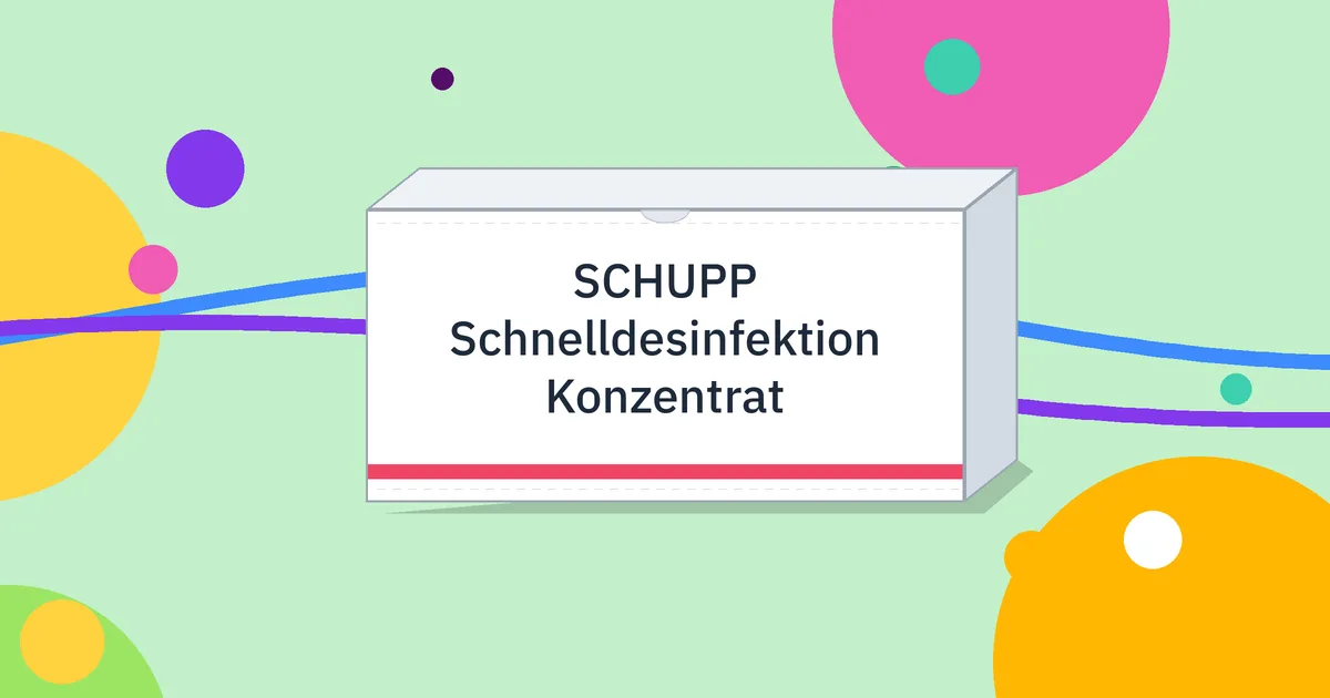 Symbolbild: Packung mit der Aufschrift SCHUPP Schnelldesinfektion Konzentrat (PZN 16859871) – Verfügbarkeit und Bezug in Apotheken in Frankfurt am Main