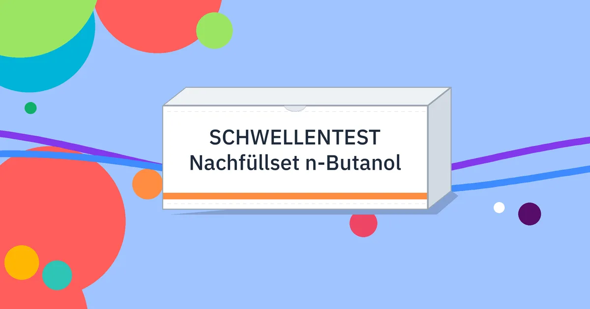 Symbolbild: Packung mit der Aufschrift SCHWELLENTEST Nachfüllset n-Butanol (PZN 17924926) – Verfügbarkeit und Bezug in Apotheken in Frankfurt am Main