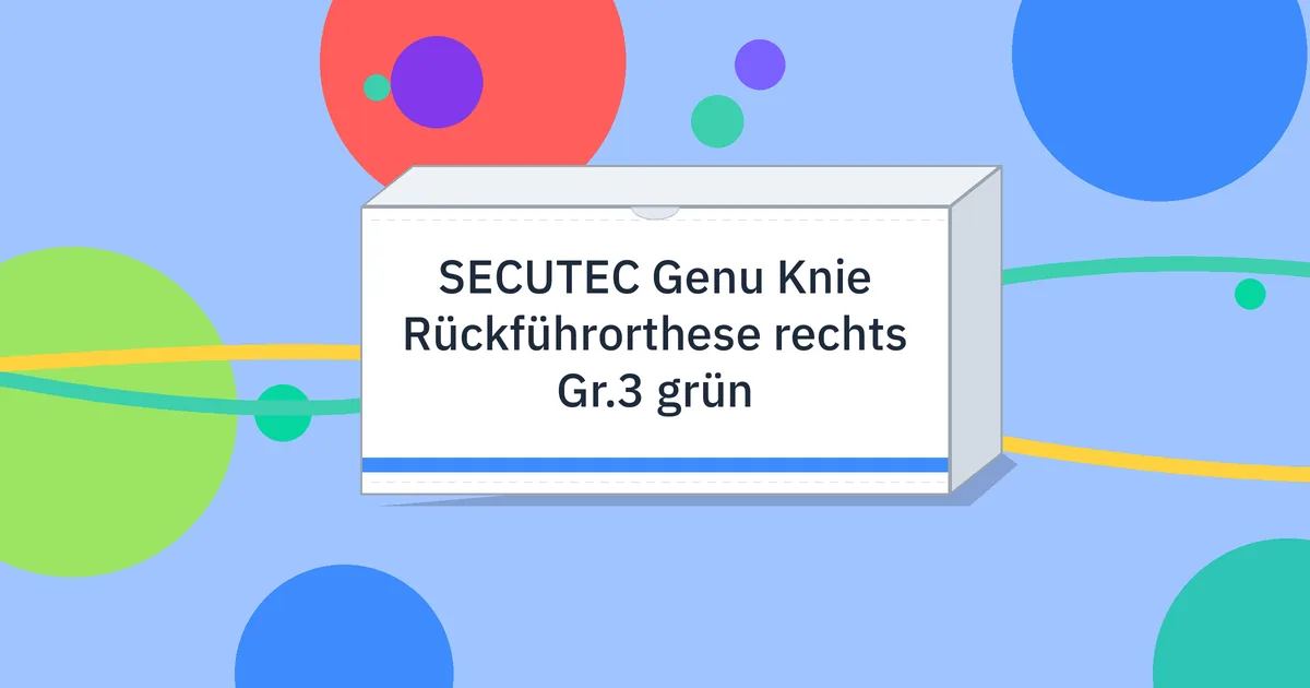 Symbolbild: Packung mit der Aufschrift SECUTEC Genu Knie Rückführorthese rechts Gr.3 grün (PZN 12511036) – Verfügbarkeit und Bezug in Apotheken in Frankfurt am Main