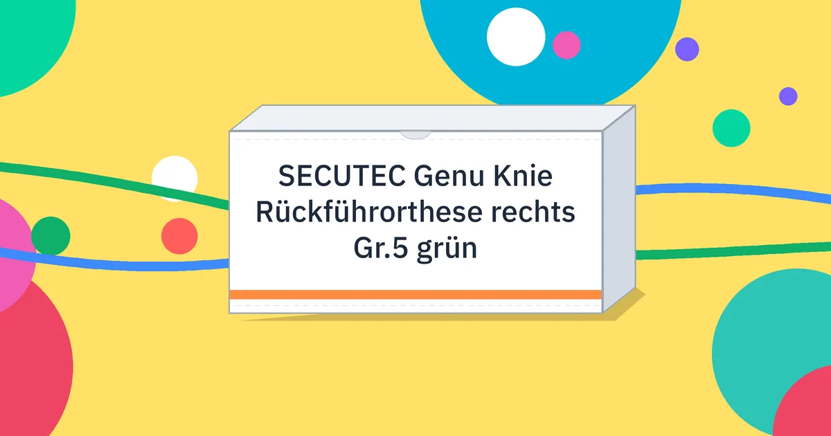 Symbolbild: Packung mit der Aufschrift SECUTEC Genu Knie Rückführorthese rechts Gr.5 grün (PZN 12511059) – Verfügbarkeit und Bezug in Apotheken in Frankfurt am Main