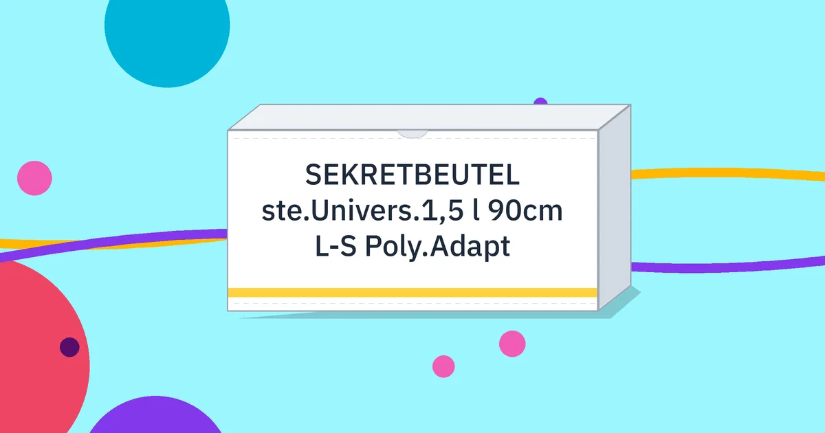 Symbolbild: Packung mit der Aufschrift SEKRETBEUTEL ste.Univers.1,5 l 90cm L-S Poly.Adapt (PZN 17489353) – Verfügbarkeit und Bezug in Apotheken in Frankfurt am Main