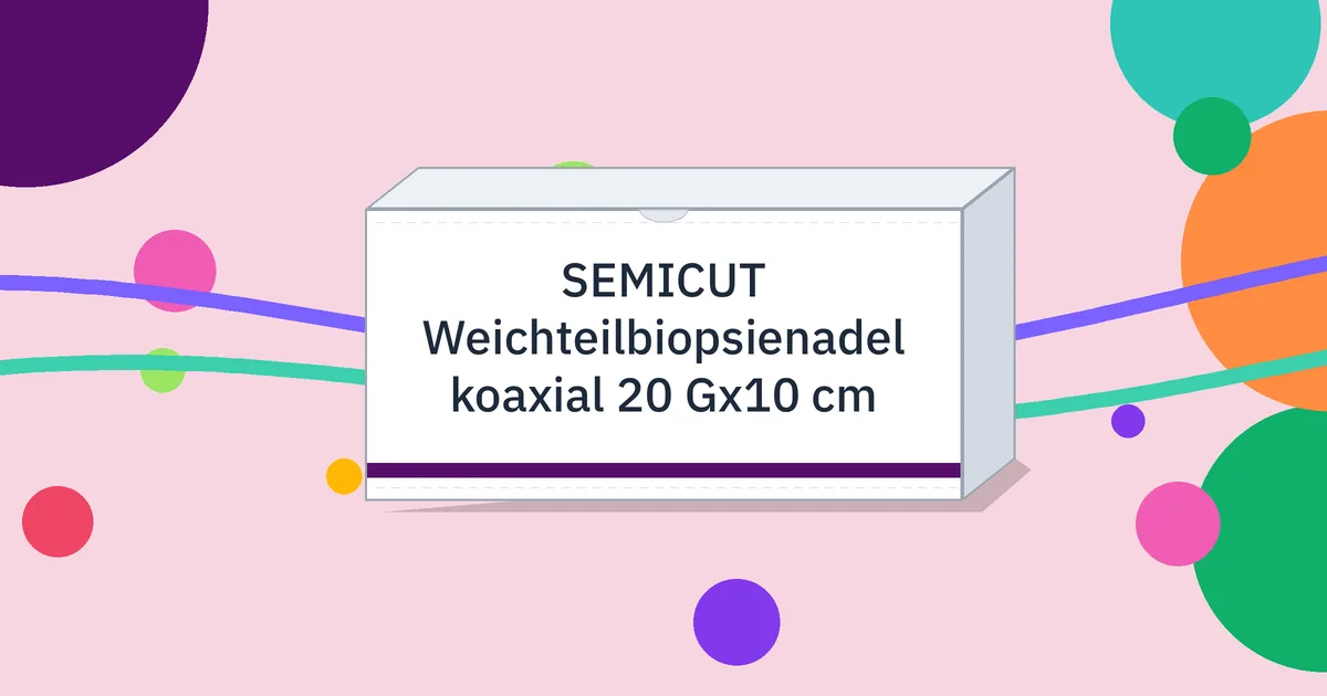 Symbolbild: Packung mit der Aufschrift SEMICUT Weichteilbiopsienadel koaxial 20 Gx10 cm (PZN 19736258) – Verfügbarkeit und Bezug in Apotheken in Frankfurt am Main