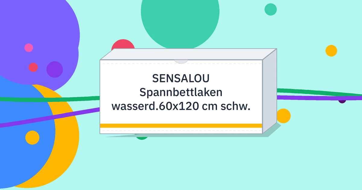 Symbolbild: Packung mit der Aufschrift SENSALOU Spannbettlaken wasserd.60x120 cm schw. (PZN 20738713) – Verfügbarkeit und Bezug in Apotheken in Frankfurt am Main