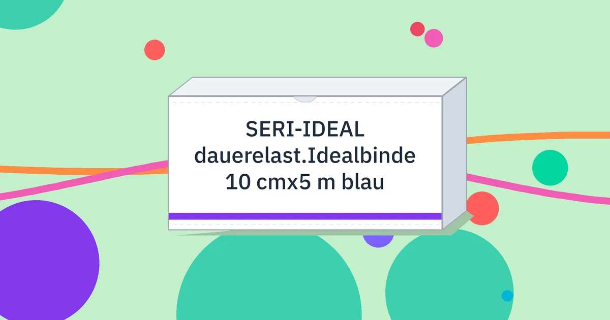 Symbolbild: Packung mit der Aufschrift SERI-IDEAL dauerelast.Idealbinde 10 cmx5 m blau (PZN 19836818) – Verfügbarkeit und Bezug in Apotheken in Frankfurt am Main