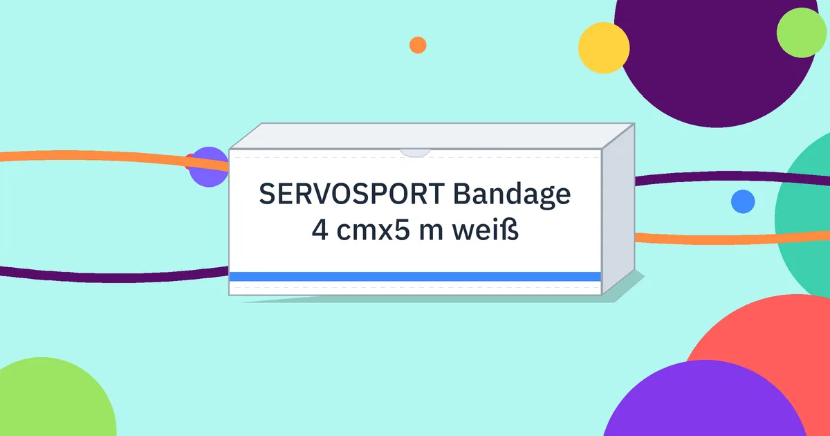 Symbolbild: Packung mit der Aufschrift SERVOSPORT Bandage 4 cmx5 m weiß (PZN 10932845) – Verfügbarkeit und Bezug in Apotheken in Frankfurt am Main