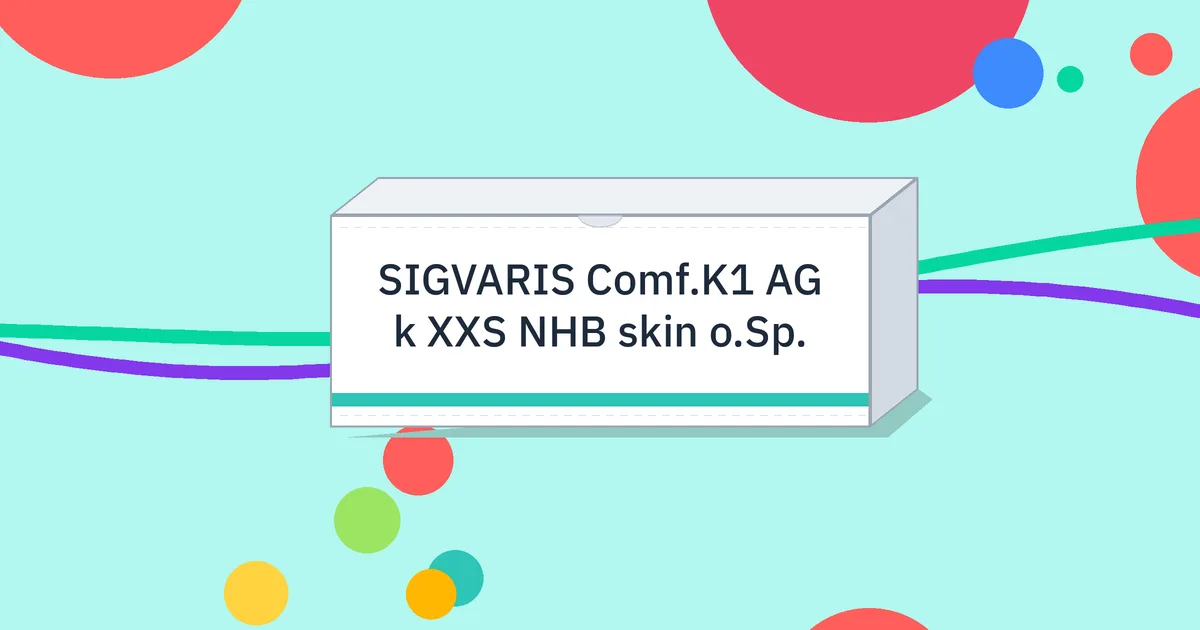 Symbolbild: Packung mit der Aufschrift SIGVARIS Comf.K1 AG k XXS NHB skin o.Sp. (PZN 17097699) – Verfügbarkeit und Bezug in Apotheken in Frankfurt am Main