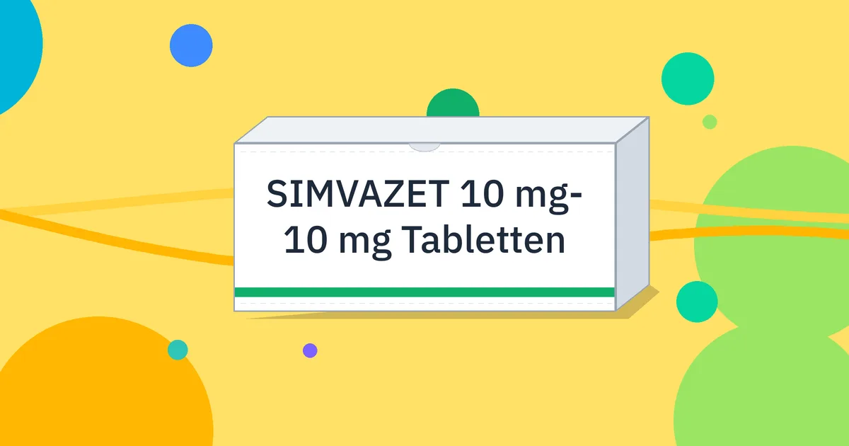 Symbolbild: Packung mit der Aufschrift SIMVAZET 10 mg-10 mg Tabletten (PZN 13970533) – Verfügbarkeit und Bezug in Apotheken in Frankfurt am Main