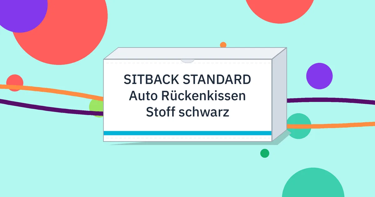 Symbolbild: Packung mit der Aufschrift SITBACK STANDARD Auto Rückenkissen Stoff schwarz (PZN 16860182) – Verfügbarkeit und Bezug in Apotheken in Frankfurt am Main