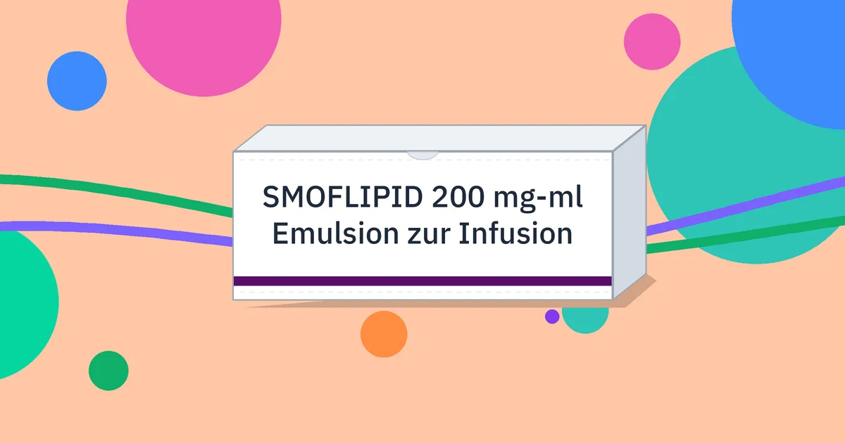 Symbolbild: Packung mit der Aufschrift SMOFLIPID 200 mg-ml Emulsion zur Infusion (PZN 03731649) – Verfügbarkeit und Bezug in Apotheken in Frankfurt am Main