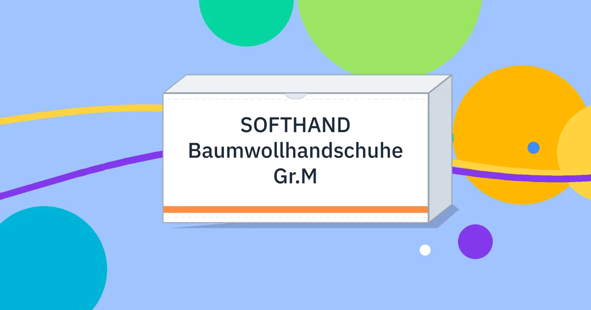 Symbolbild: Packung mit der Aufschrift SOFTHAND Baumwollhandschuhe Gr.M (PZN 09618813) – Verfügbarkeit und Bezug in Apotheken in Frankfurt am Main
