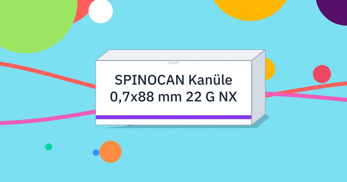 Symbolbild: Packung mit der Aufschrift SPINOCAN Kanüle 0,7x88 mm 22 G NX (PZN 18727553) – Verfügbarkeit und Bezug in Apotheken in Frankfurt am Main