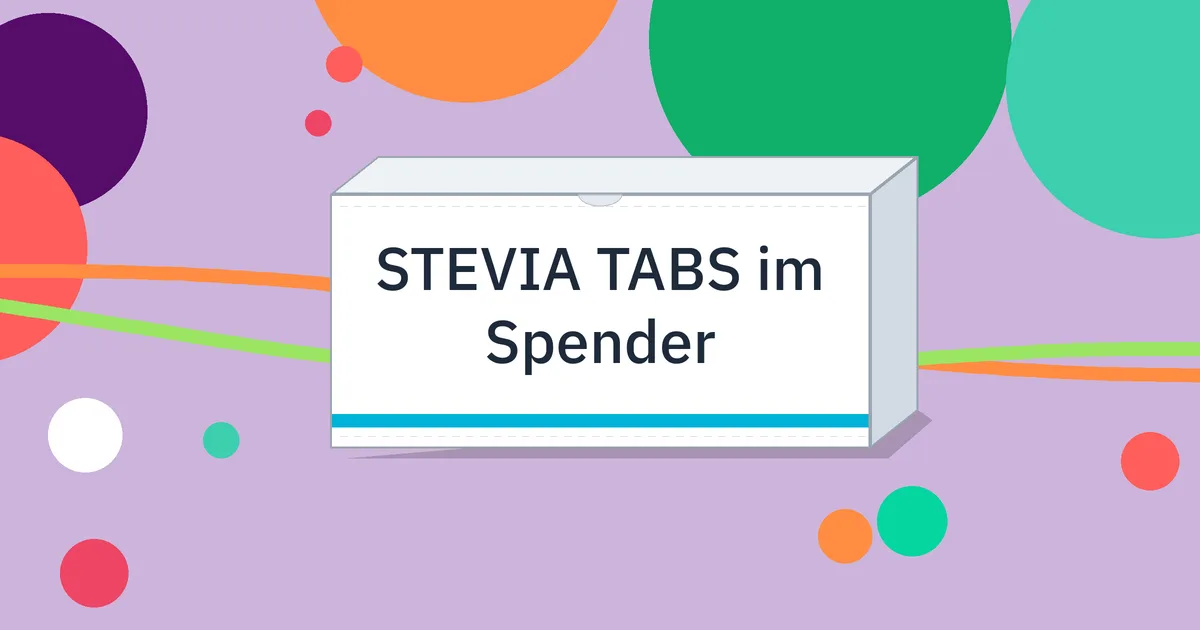 Symbolbild: Packung mit der Aufschrift STEVIA TABS im Spender (PZN 15405599) – Verfügbarkeit und Bezug in Apotheken in Frankfurt am Main