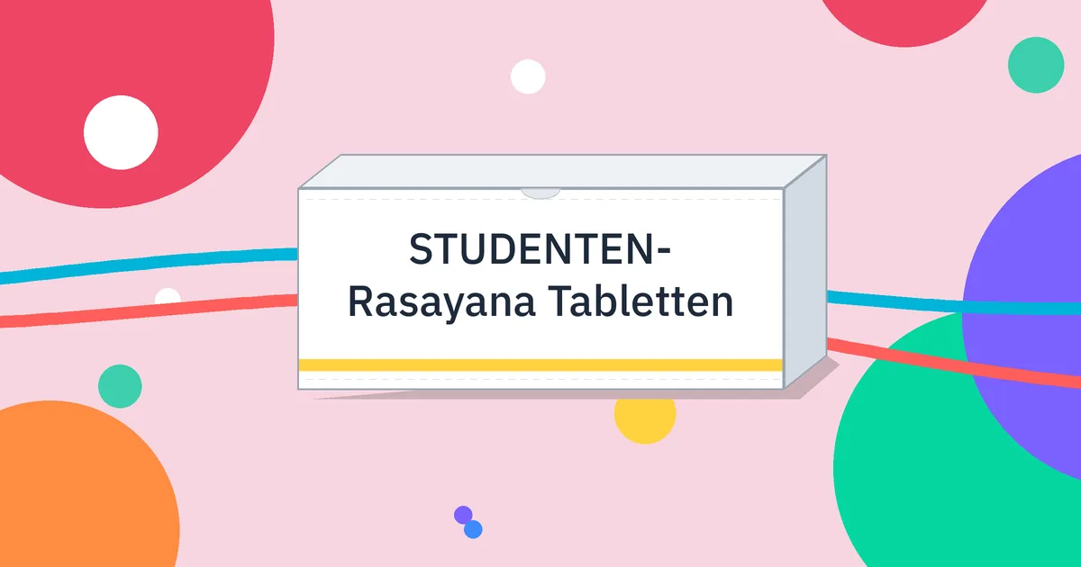 Symbolbild: Packung mit der Aufschrift STUDENTEN-Rasayana Tabletten (PZN 16129457) – Verfügbarkeit und Bezug in Apotheken in Frankfurt am Main
