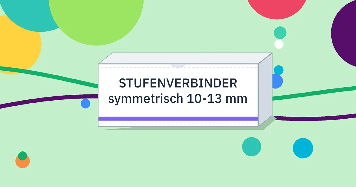 Symbolbild: Packung mit der Aufschrift STUFENVERBINDER symmetrisch 10-13 mm (PZN 00929285) – Verfügbarkeit und Bezug in Apotheken in Frankfurt am Main
