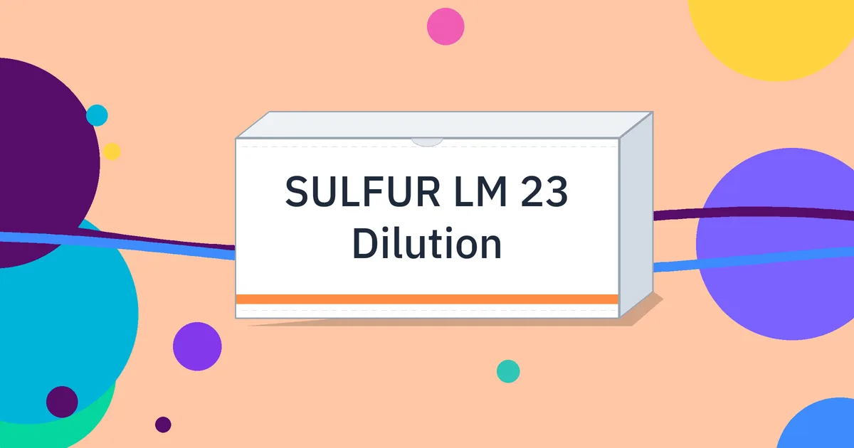 Symbolbild: Packung mit der Aufschrift SULFUR LM 23 Dilution (PZN 13210070) – Verfügbarkeit und Bezug in Apotheken in Frankfurt am Main
