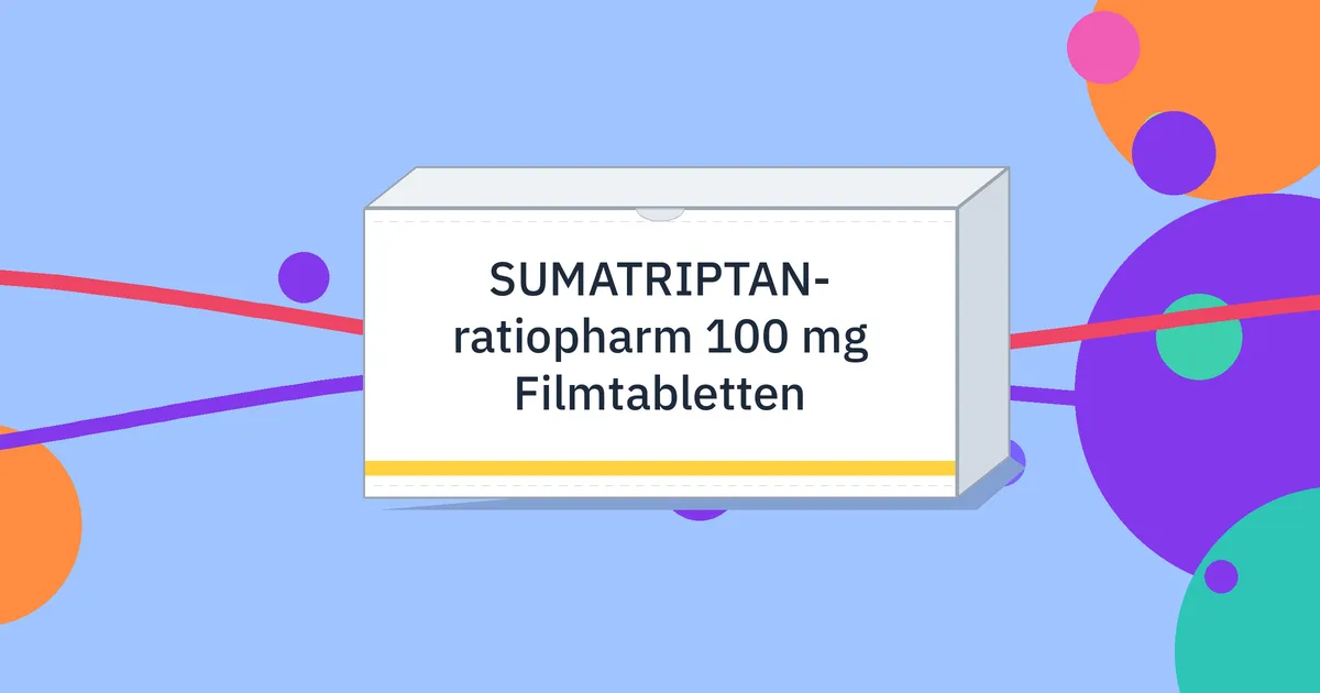 Symbolbild: Packung mit der Aufschrift SUMATRIPTAN-ratiopharm 100 mg Filmtabletten (PZN 04779730) – Verfügbarkeit und Bezug in Apotheken in Frankfurt am Main