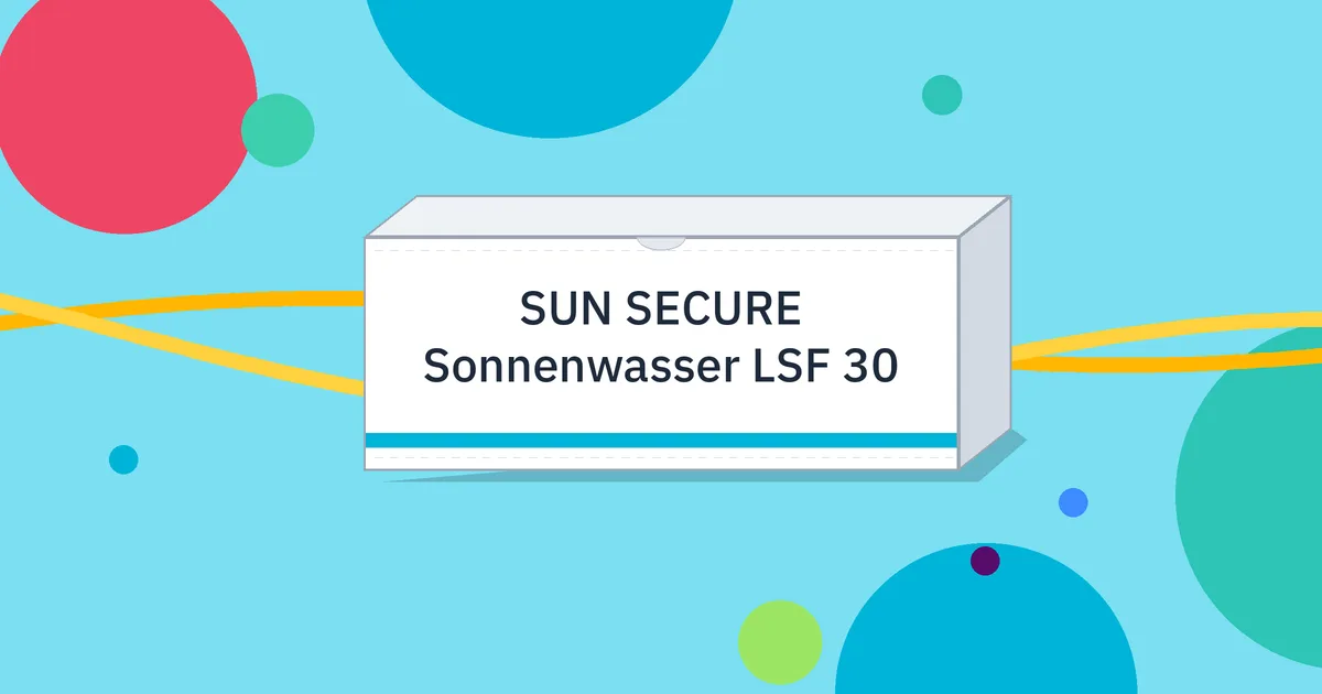 Symbolbild: Packung mit der Aufschrift SUN SECURE Sonnenwasser LSF 30 (PZN 20788349) – Verfügbarkeit und Bezug in Apotheken in Frankfurt am Main
