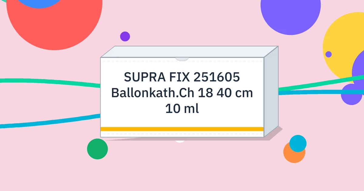 Symbolbild: Packung mit der Aufschrift SUPRA FIX 251605 Ballonkath.Ch 18 40 cm 10 ml (PZN 06679211) – Verfügbarkeit und Bezug in Apotheken in Frankfurt am Main