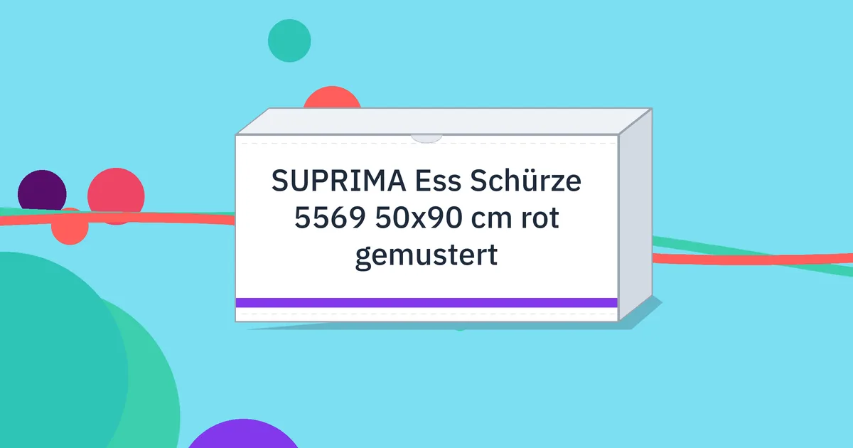Symbolbild: Packung mit der Aufschrift SUPRIMA Ess Schürze 5569 50x90 cm rot gemustert (PZN 09474248) – Verfügbarkeit und Bezug in Apotheken in Frankfurt am Main