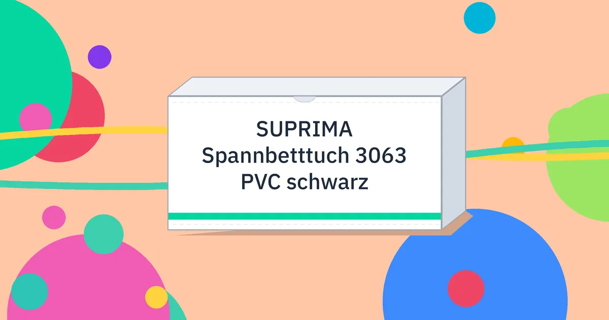 Symbolbild: Packung mit der Aufschrift SUPRIMA Spannbetttuch 3063 PVC schwarz (PZN 01226189) – Verfügbarkeit und Bezug in Apotheken in Frankfurt am Main