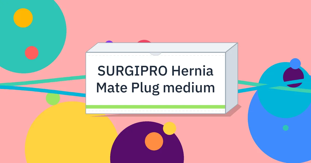 Symbolbild: Packung mit der Aufschrift SURGIPRO Hernia Mate Plug medium (PZN 00229725) – Verfügbarkeit und Bezug in Apotheken in Frankfurt am Main