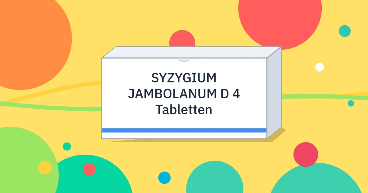 Symbolbild: Packung mit der Aufschrift SYZYGIUM JAMBOLANUM D 4 Tabletten (PZN 02803743) – Verfügbarkeit und Bezug in Apotheken in Frankfurt am Main