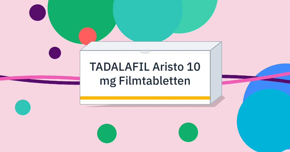 Symbolbild: Packung mit der Aufschrift TADALAFIL Aristo 10 mg Filmtabletten (PZN 13985670) – Verfügbarkeit und Bezug in Apotheken in Frankfurt am Main