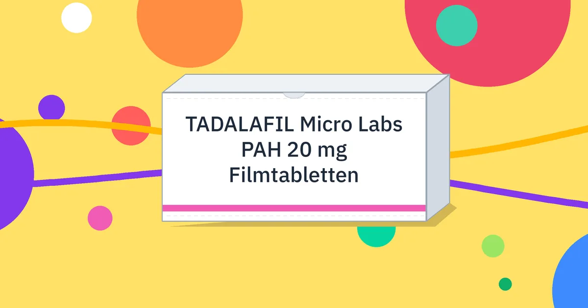 Symbolbild: Packung mit der Aufschrift TADALAFIL Micro Labs PAH 20 mg Filmtabletten (PZN 18112656) – Verfügbarkeit und Bezug in Apotheken in Frankfurt am Main