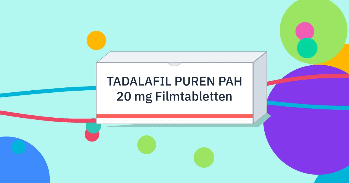 Symbolbild: Packung mit der Aufschrift TADALAFIL PUREN PAH 20 mg Filmtabletten (PZN 12501894) – Verfügbarkeit und Bezug in Apotheken in Frankfurt am Main