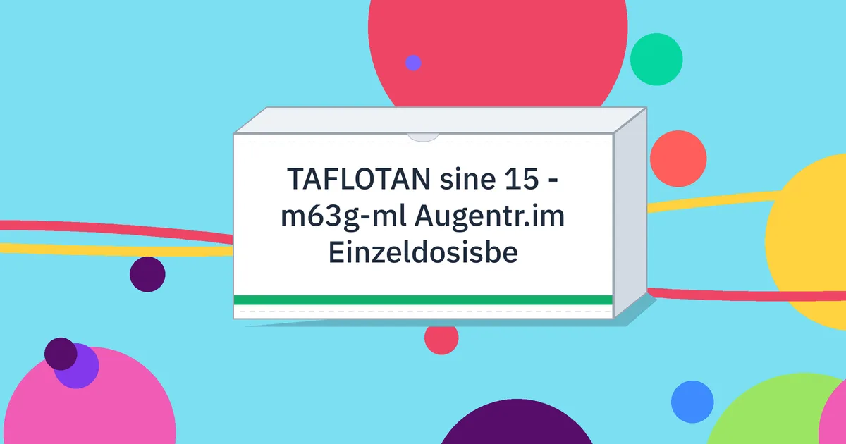 Symbolbild: Packung mit der Aufschrift TAFLOTAN sine 15 -m63g-ml Augentr.im Einzeldosisbe (PZN 10199209) – Verfügbarkeit und Bezug in Apotheken in Frankfurt am Main