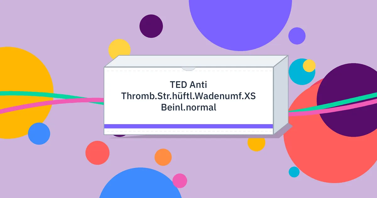 Symbolbild: Packung mit der Aufschrift TED Anti Thromb.Str.hüftl.Wadenumf.XS Beinl.normal (PZN 12377827) – Verfügbarkeit und Bezug in Apotheken in Frankfurt am Main