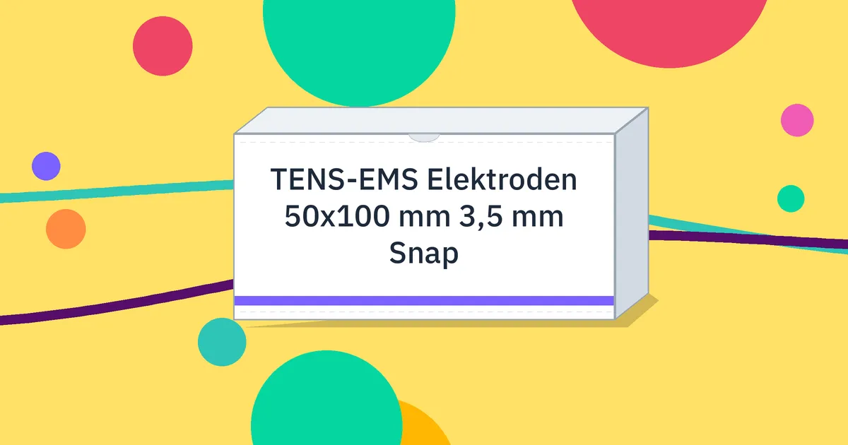 Symbolbild: Packung mit der Aufschrift TENS-EMS Elektroden 50x100 mm 3,5 mm Snap (PZN 16943502) – Verfügbarkeit und Bezug in Apotheken in Frankfurt am Main