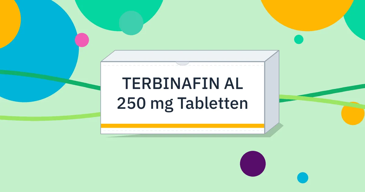 Symbolbild: Packung mit der Aufschrift TERBINAFIN AL 250 mg Tabletten (PZN 04266657) – Verfügbarkeit und Bezug in Apotheken in Frankfurt am Main