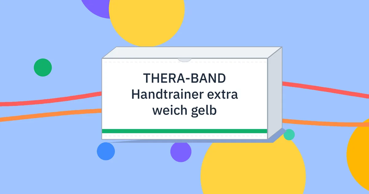 Symbolbild: Packung mit der Aufschrift THERA-BAND Handtrainer extra weich gelb (PZN 00226460) – Verfügbarkeit und Bezug in Apotheken in Frankfurt am Main