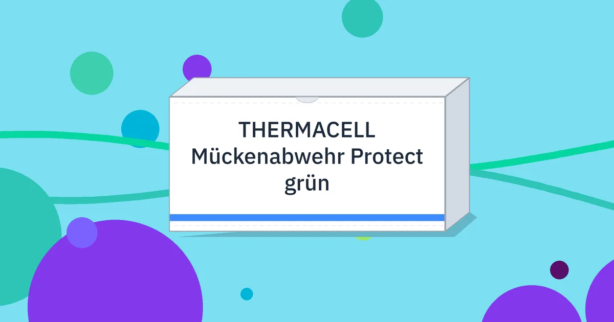 Symbolbild: Packung mit der Aufschrift THERMACELL Mückenabwehr Protect grün (PZN 14355623) – Verfügbarkeit und Bezug in Apotheken in Frankfurt am Main
