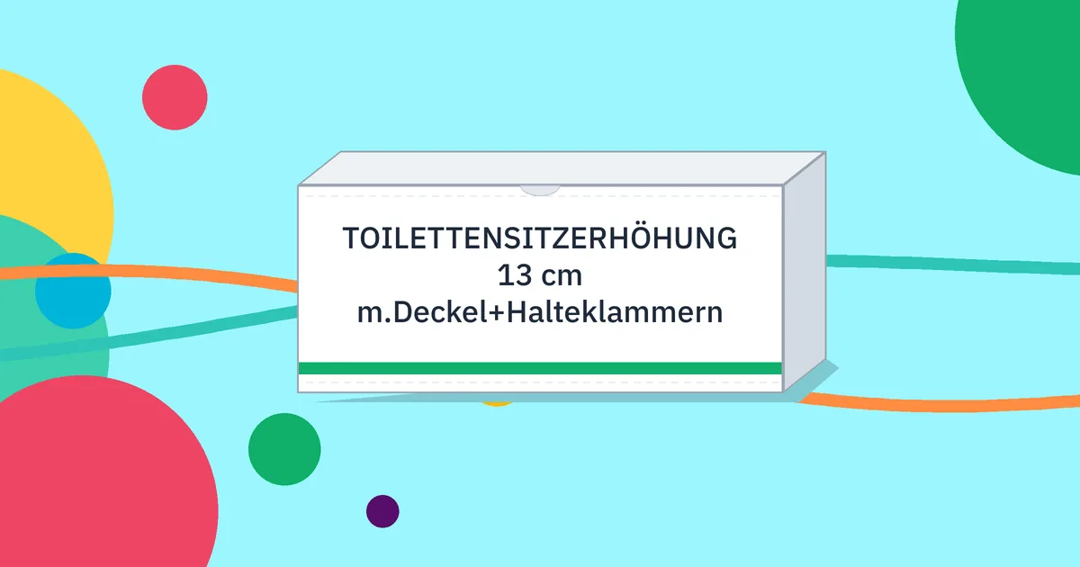 Symbolbild: Packung mit der Aufschrift TOILETTENSITZERHÖHUNG 13 cm m.Deckel+Halteklammern (PZN 03901873) – Verfügbarkeit und Bezug in Apotheken in Frankfurt am Main