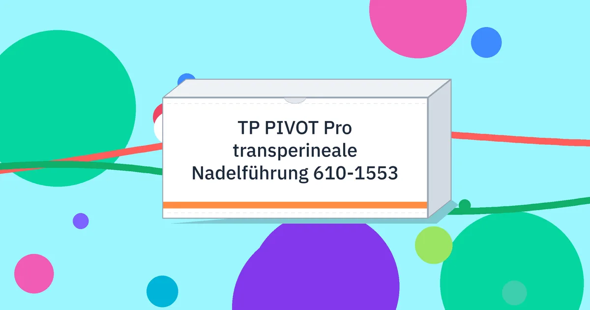 Symbolbild: Packung mit der Aufschrift TP PIVOT Pro transperineale Nadelführung 610-1553 (PZN 20365146) – Verfügbarkeit und Bezug in Apotheken in Frankfurt am Main