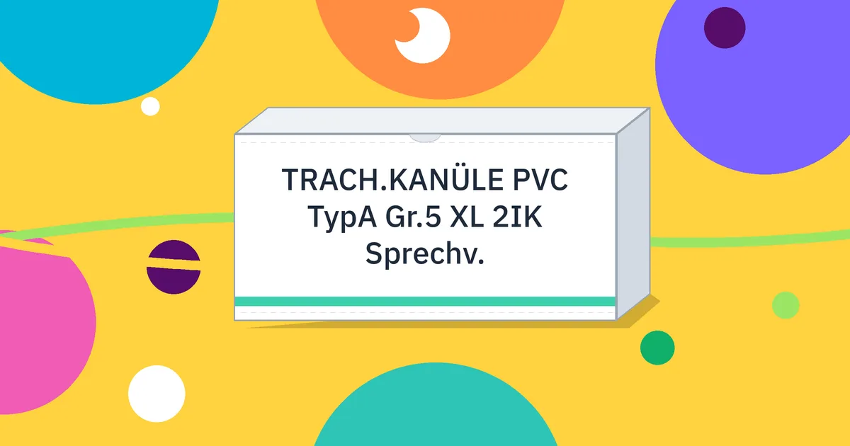 Symbolbild: Packung mit der Aufschrift TRACH.KANÜLE PVC TypA Gr.5 XL 2IK Sprechv. (PZN 06998904) – Verfügbarkeit und Bezug in Apotheken in Frankfurt am Main