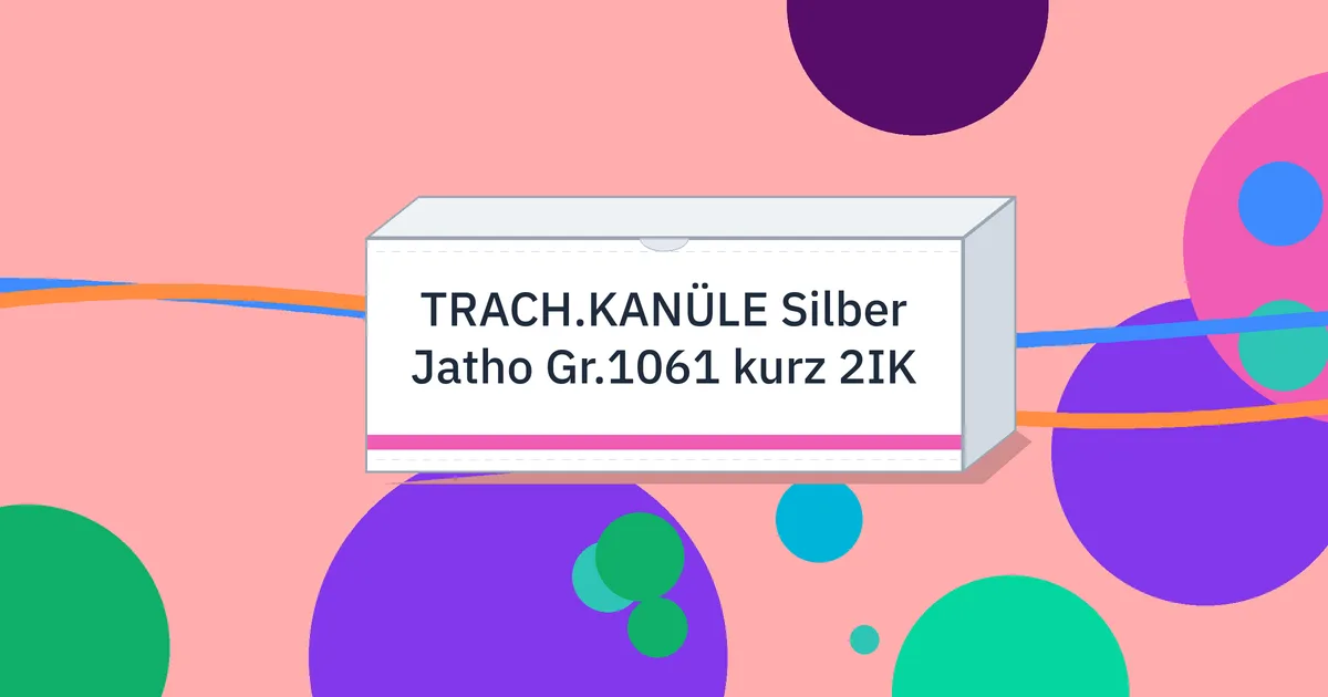 Symbolbild: Packung mit der Aufschrift TRACH.KANÜLE Silber Jatho Gr.1061 kurz 2IK (PZN 06987852) – Verfügbarkeit und Bezug in Apotheken in Frankfurt am Main